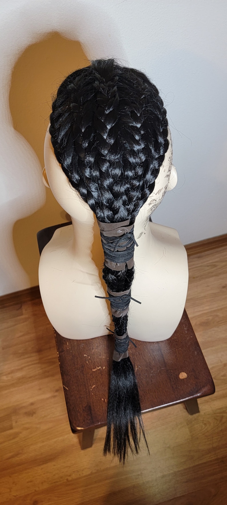Ragnar Viking Warrior Battle Mohawk Leather Braid Hairpiece Viking Wig ...