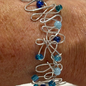 Wire Bangle Bracelet, Wire Wrapped Bracelet, Wavy Wire Bracelet, Sea ...