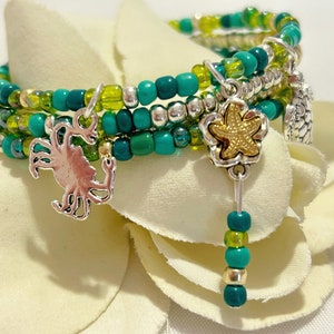 Beach Wrap Bracelet, Stack Bracelet, Memory Wire Bracelet, Sand Dollar ...