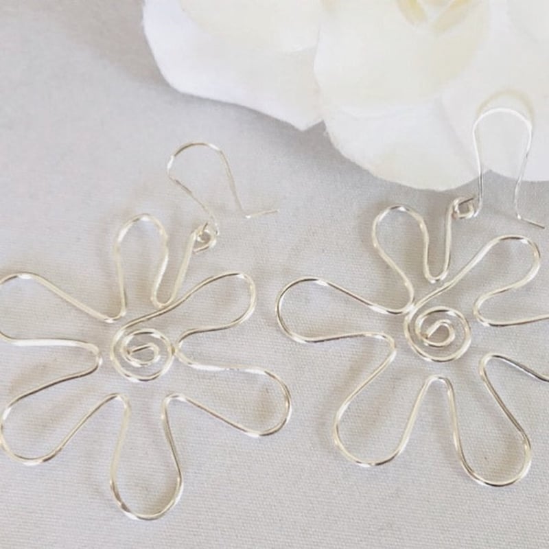 Wire Flower Earrings - Etsy