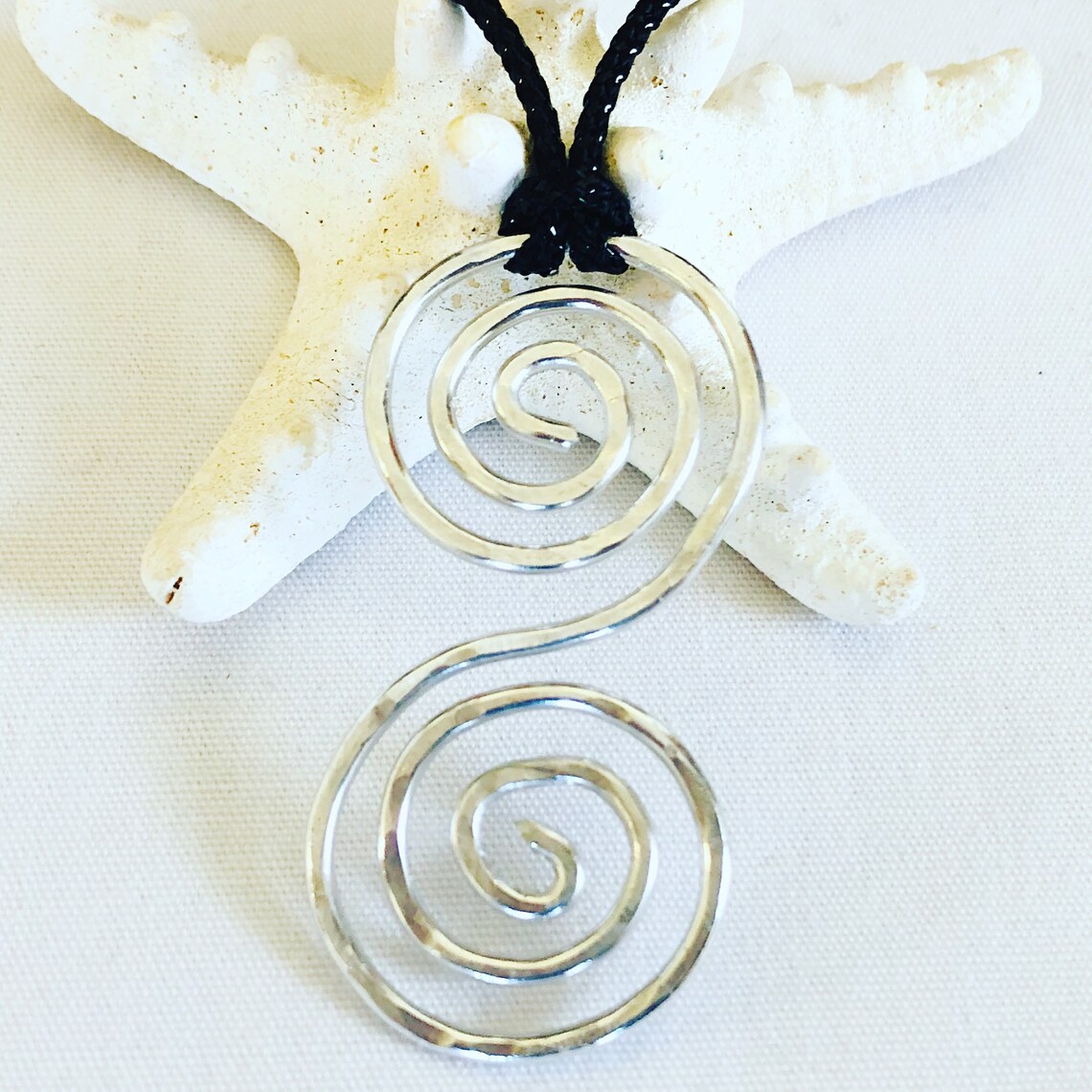Double Spiral Necklace Wire Spiral Boho Necklace Hammered - Etsy