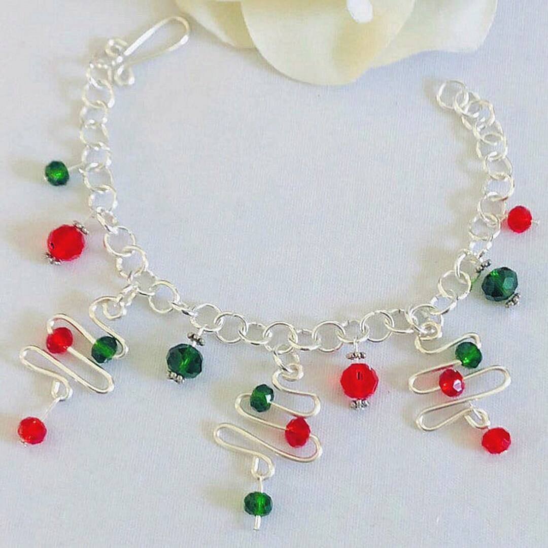 Christmas Tree Bracelet, Wire Tree Bracelet, Holiday Bracelet, Holiday ...