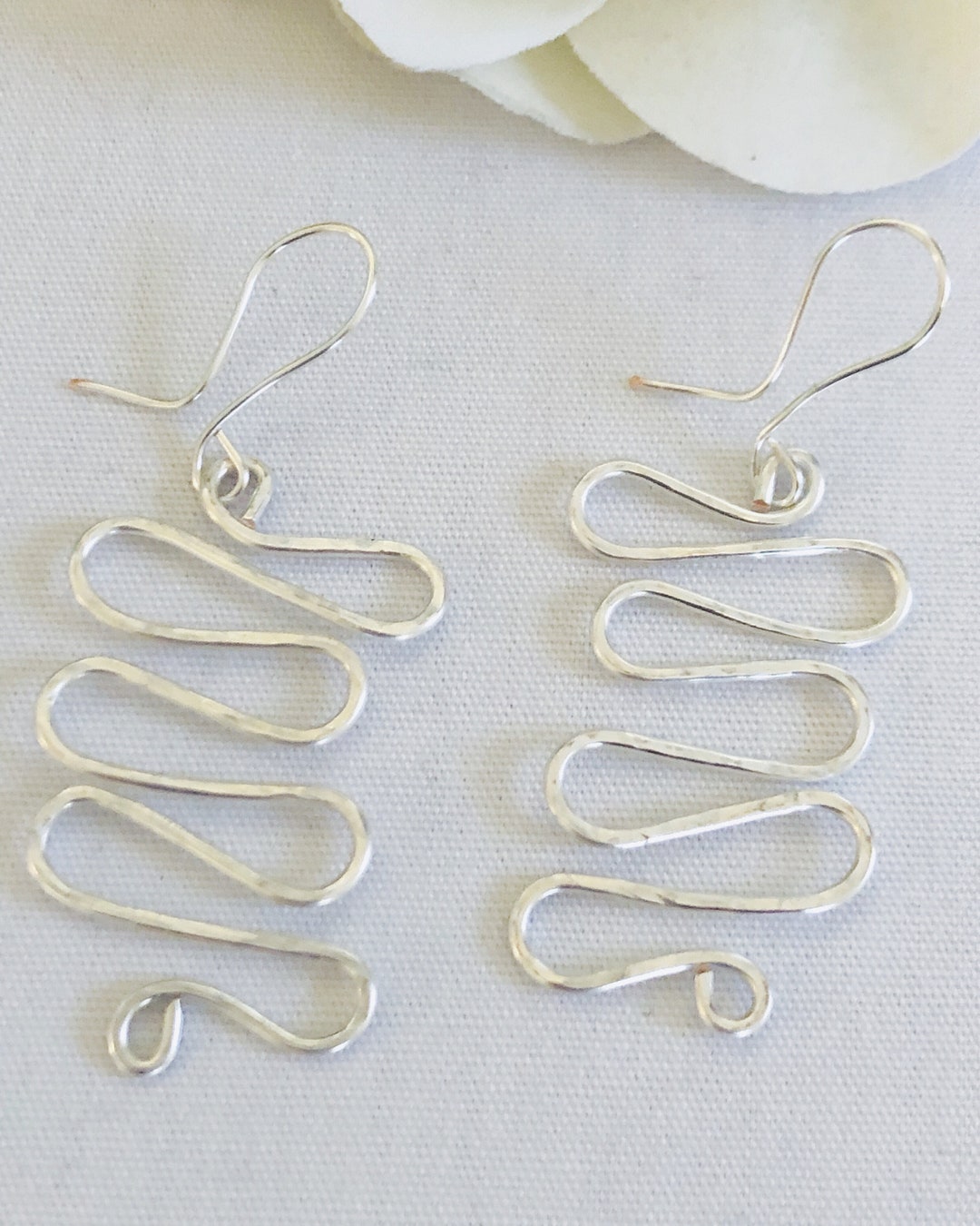 Hammered Squiggly Earrings, Boho Earrings, Abstract Earrings, Statement ...