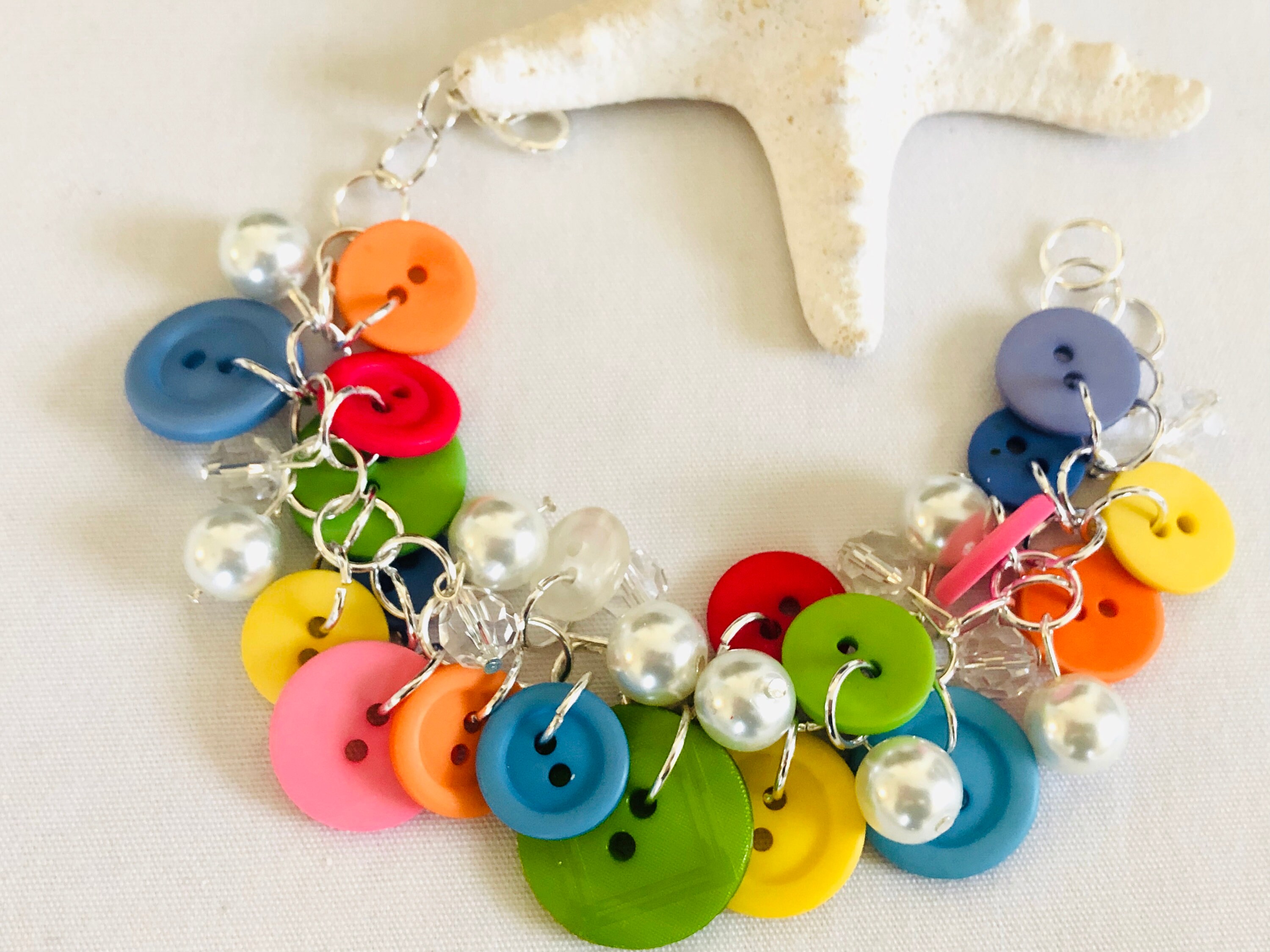 Button Bracelet Repurposed Buttons Boho Bracelet Statement | Etsy