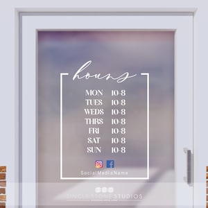Customized Storefront Hours Square Decal - Custom Store Hours ...