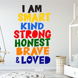 I Am Smart Kind Strong Honest Brave and Loved Quote Wall Decal - Vinyl ...