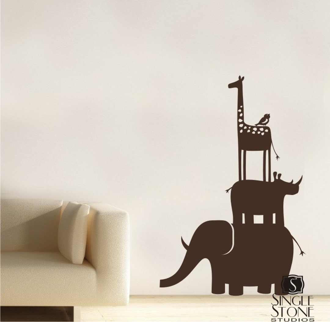 Nursery Animal Stack Jungle Safari Wall Decal - Vinyl Wall Art - Etsy