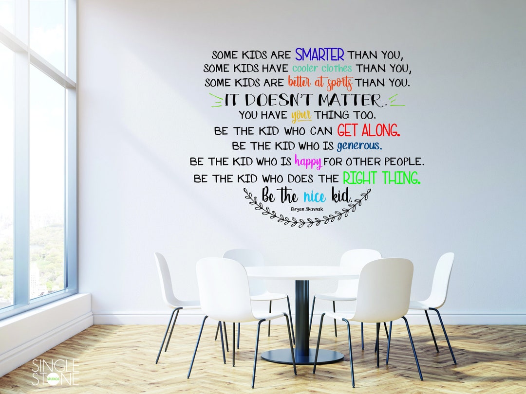 Be the Nice Kid Wall Decal Multiple Colors - Bryan Skavnak Custom Wall ...