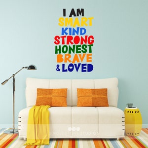 I Am Smart Kind Strong Honest Brave and Loved Quote Wall Decal - Vinyl ...
