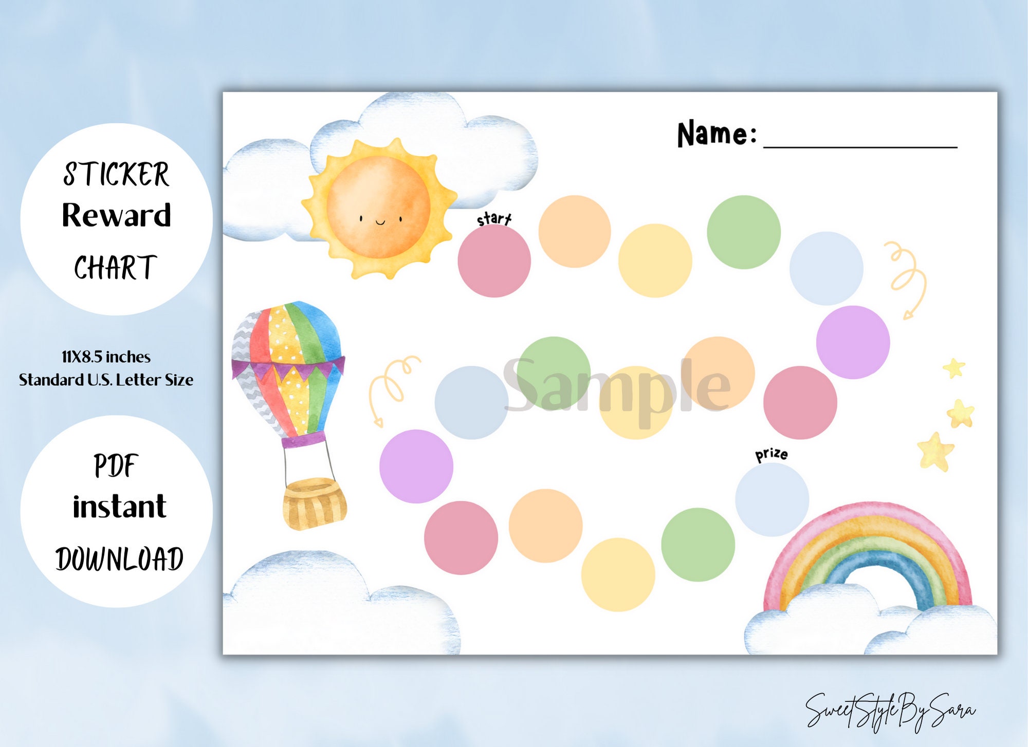 Rainbow Sticker Reward Chart - Etsy
