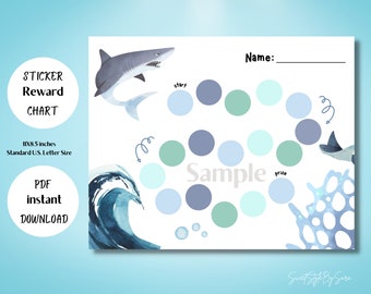 Printable Shark Reward Chart, Sticker Chart, Behavior Chart, Instant ...