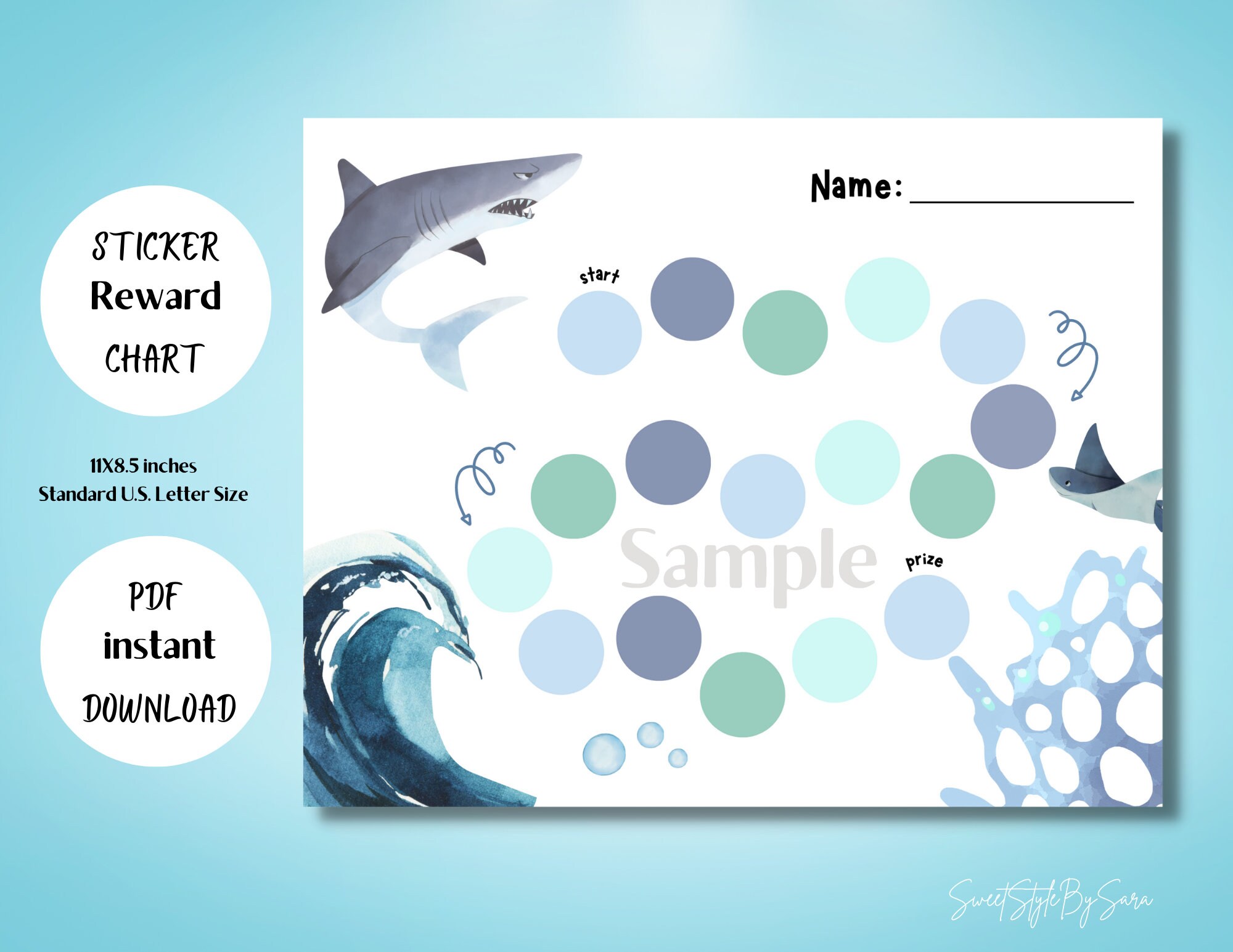 Shark Sticker Reward Chart - Etsy