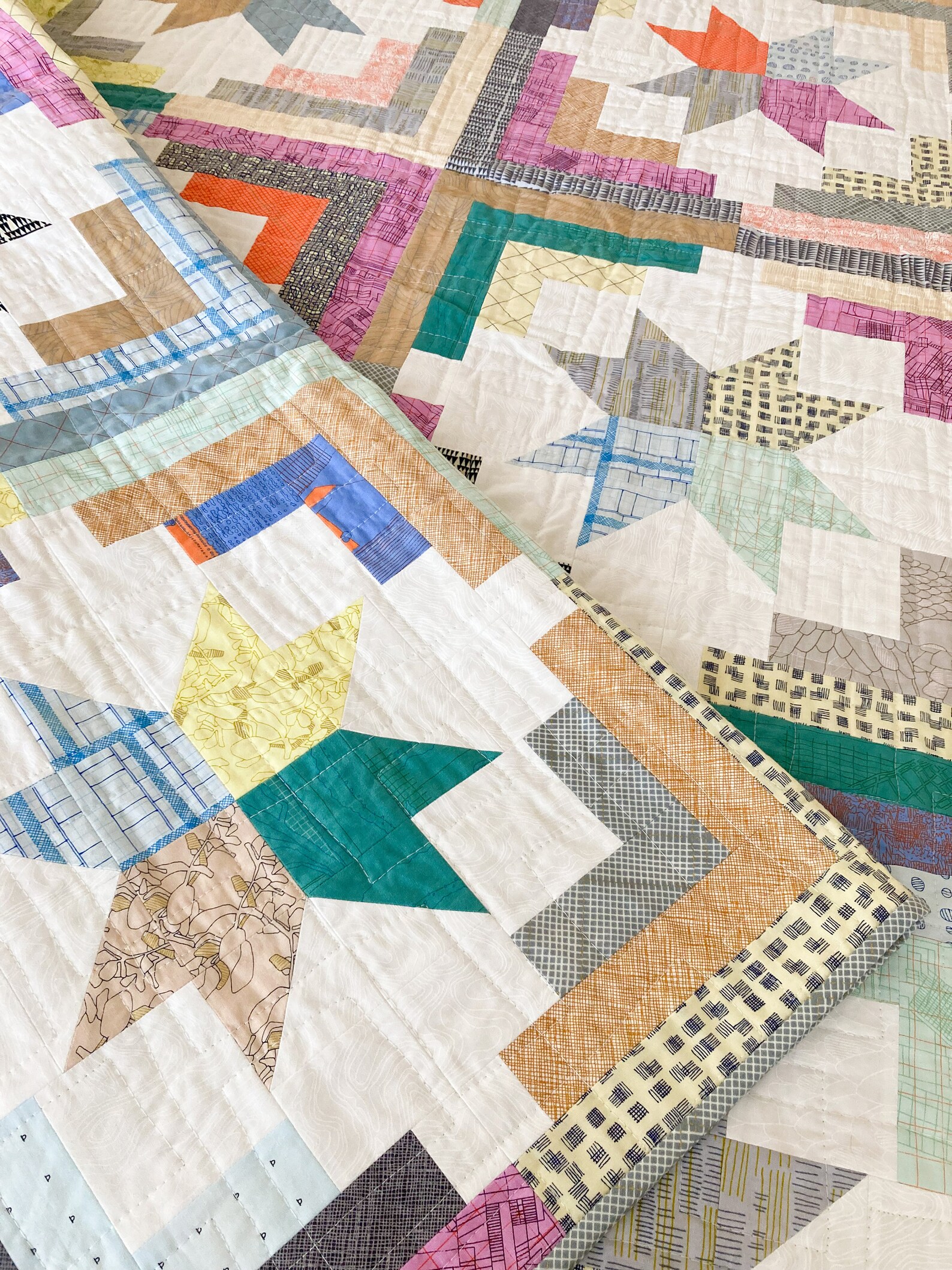 Flower Fields Quilt Handmade Modern Patchwork Vintage - Etsy