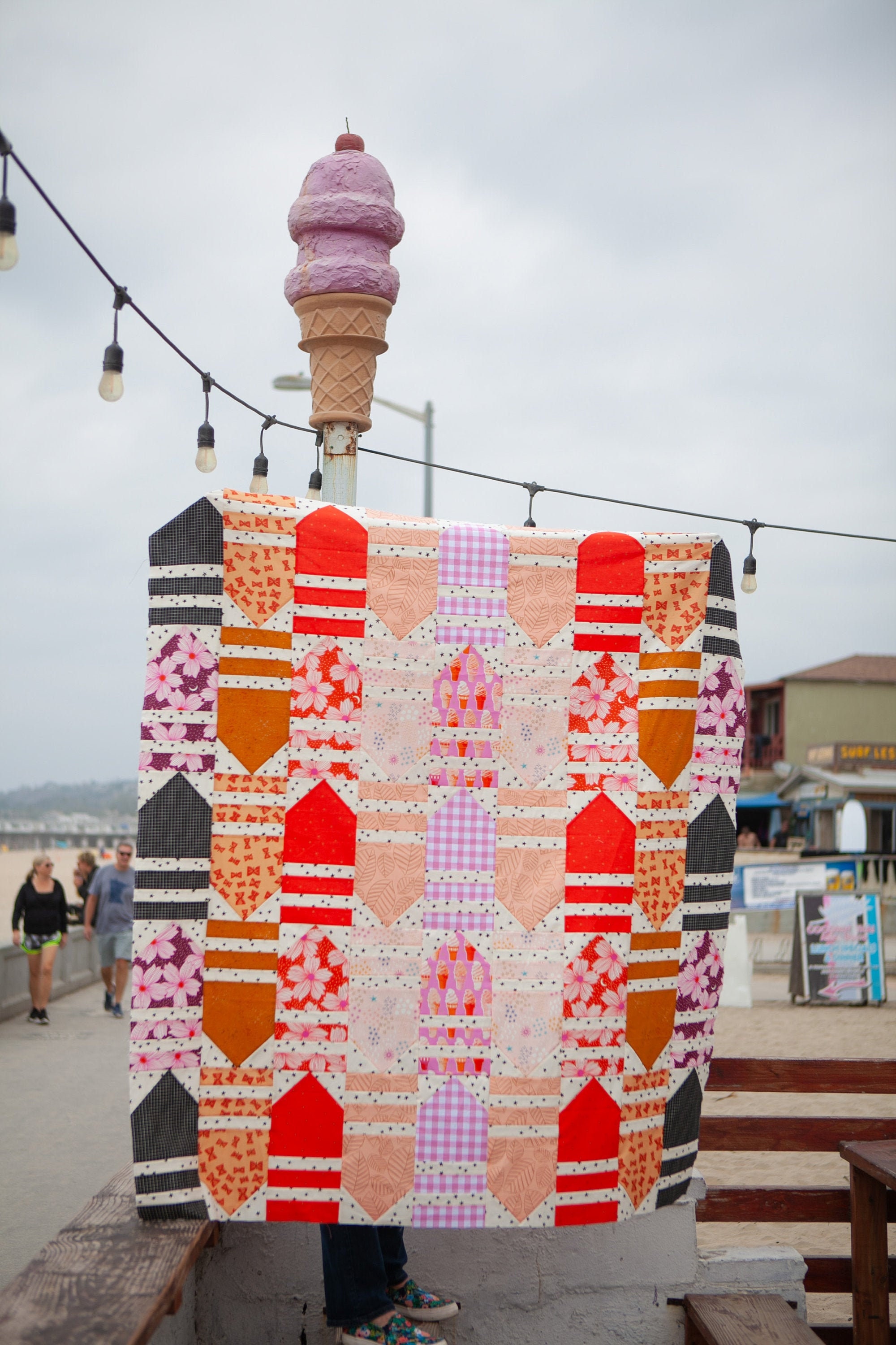 Handmade Patchwork Quilt: Modern Retro Throw, Ruby Star Society Cotton ...