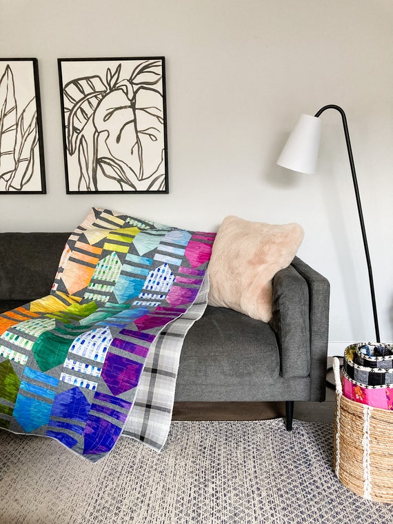 Mid Mod Inferno Quilt Retro Modern Style Handmade Patchwork - Etsy