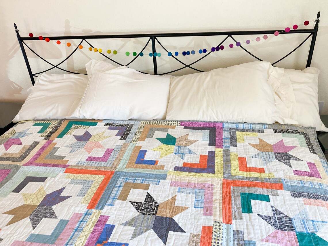 Flower Fields Quilt Handmade Modern Patchwork Vintage - Etsy