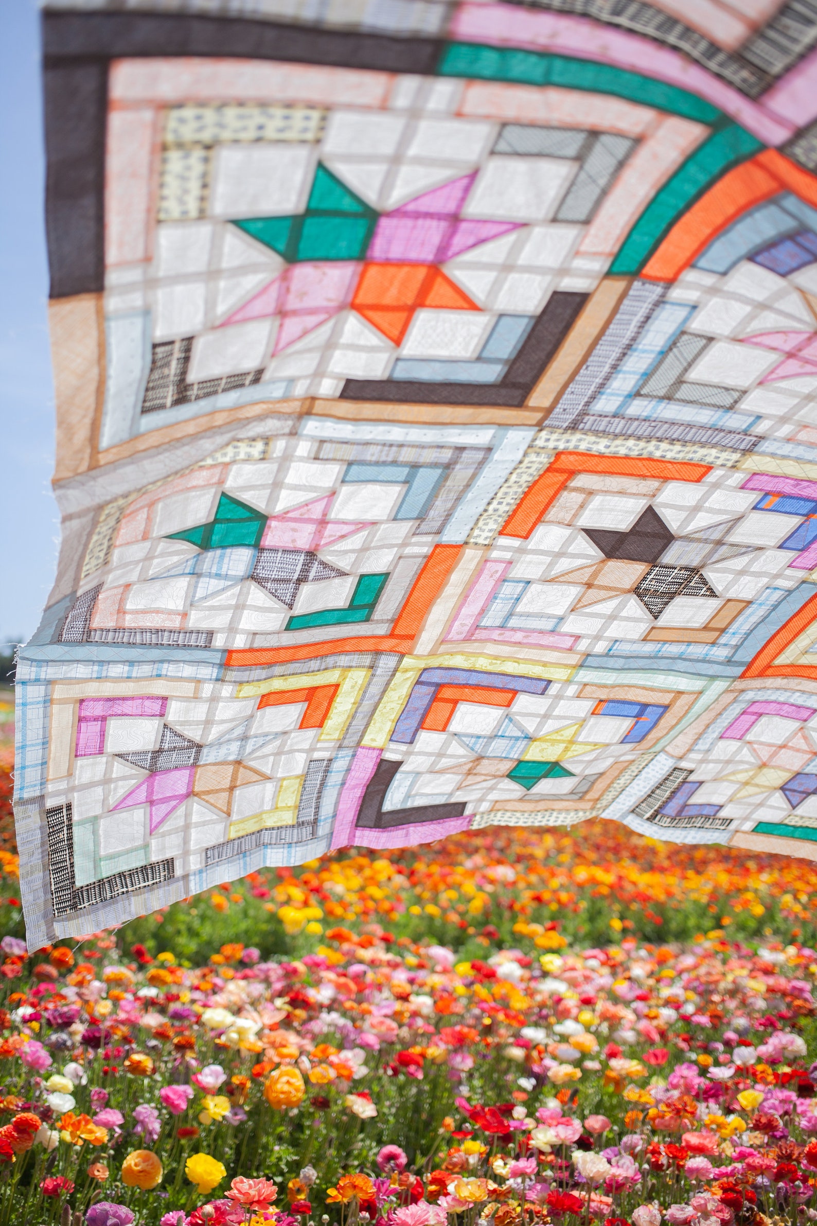 Flower Fields Quilt Handmade Modern Patchwork Vintage - Etsy