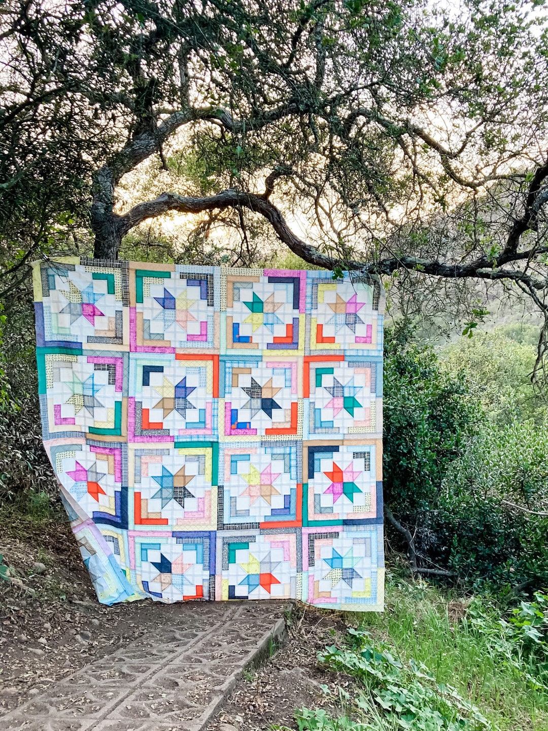 Flower Fields Quilt Handmade Modern Patchwork Vintage - Etsy