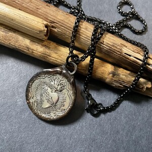 Sacred Heart Hand Soldered Artisan Handcrafted Catholic Pendant on a 24 ...