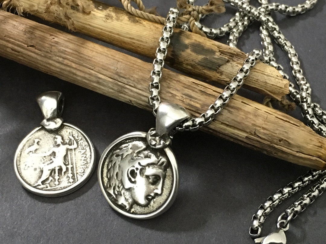 Alexander the Great Silver Coin Made in Europe Replica Pendant on a ...