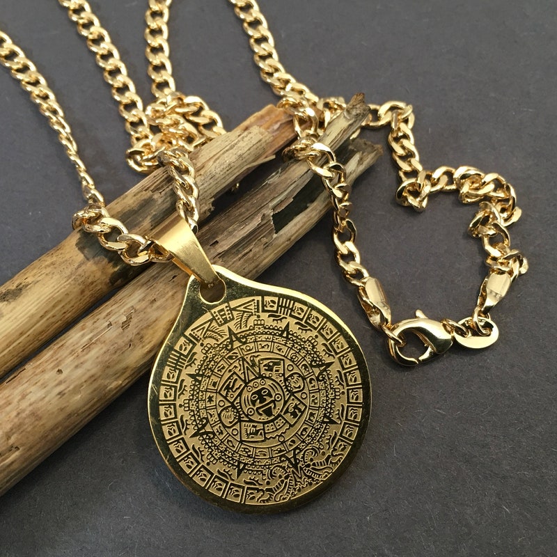 Gold Aztec Pendant - Etsy