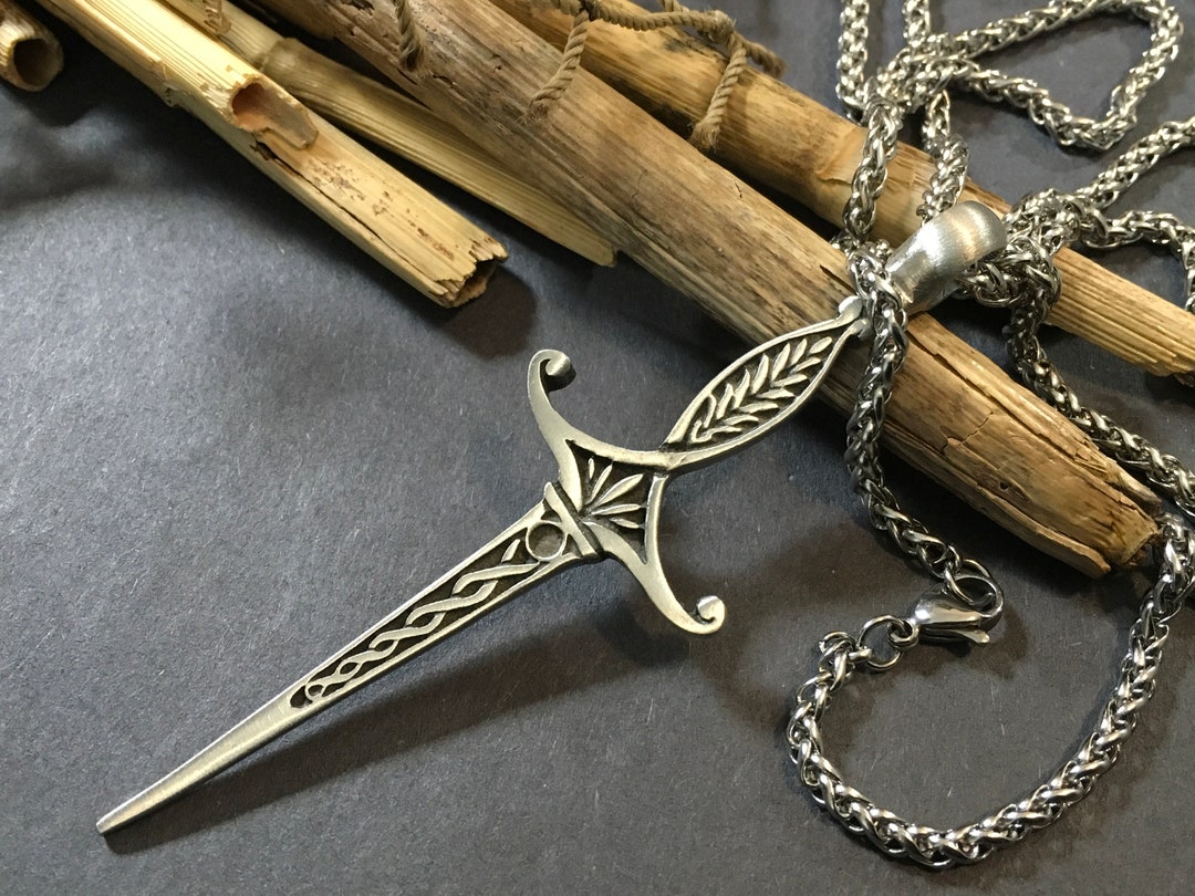 Mens Sword Pendant Necklace Large Antique Pewter Tarnish Free Pendant ...