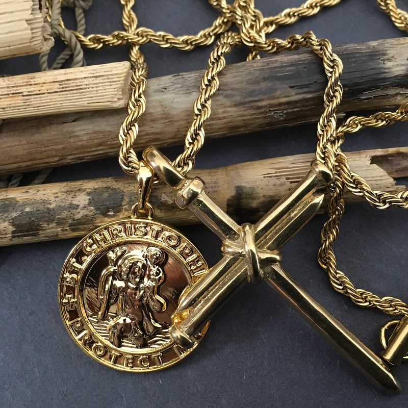 Double Cross Chain Necklace - Etsy