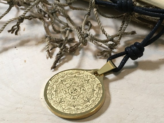 Aztec Thick 18k Gold Filled Sun Calendar Mayan Aztec Pendant - Etsy