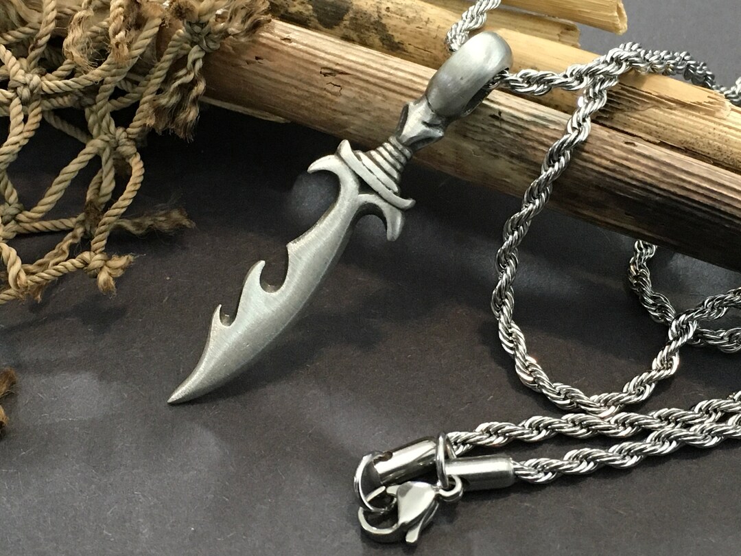 Mens Dagger Rope Chain Necklace Men Pendant Dagger Necklace on a ...