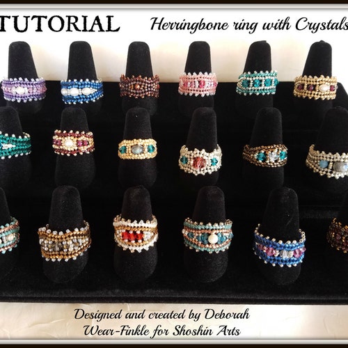 Beaded Ring Tutorial Herringbone Stitch With Crystals - Etsy