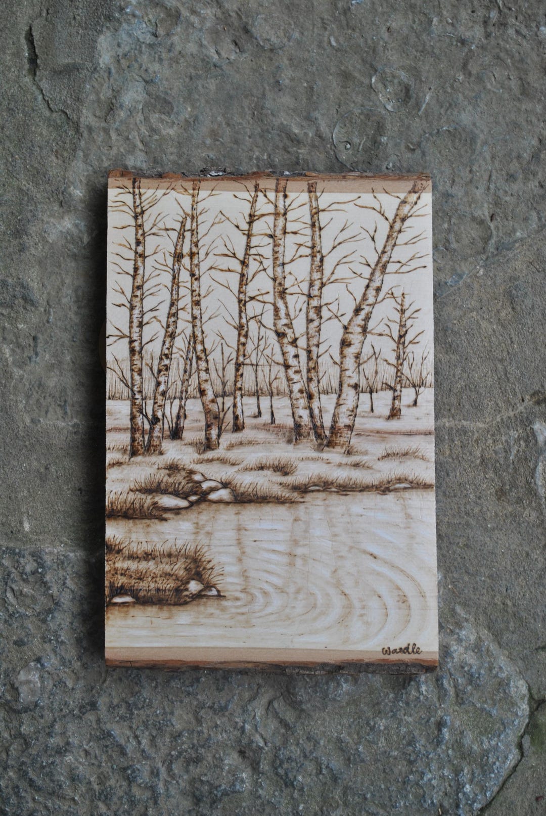 Birch Tree Landscape Wood Burning : Nature Inspired Art - Etsy
