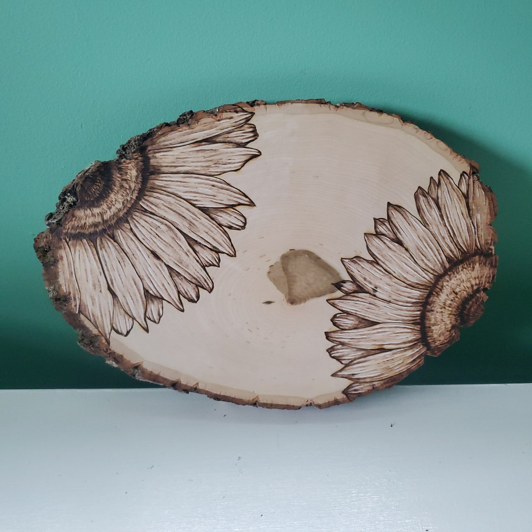 Sunflower Artwork | Wood Burned Pyrography | Nature Inspired | Handmade ...