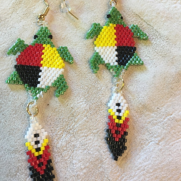 Native American Turtle Beaded Earrings - Etsy