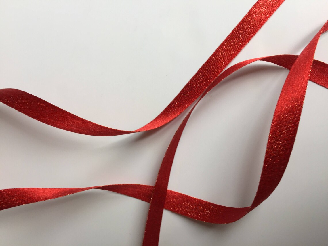Red Sparkle Ribbon Christmas Sparkly Ribbon 3mm Ribbon - Etsy