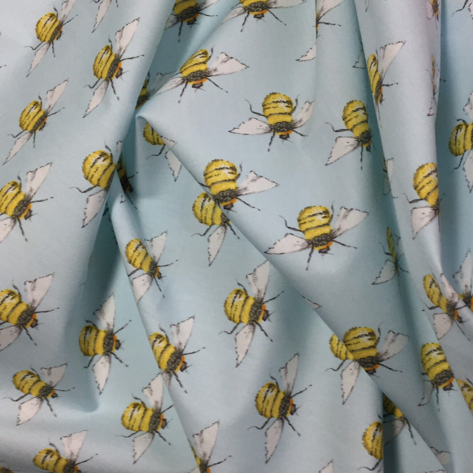 Bee Cotton Fabric - 100% Cotton - Sky Bee Cotton Material - Craft ...