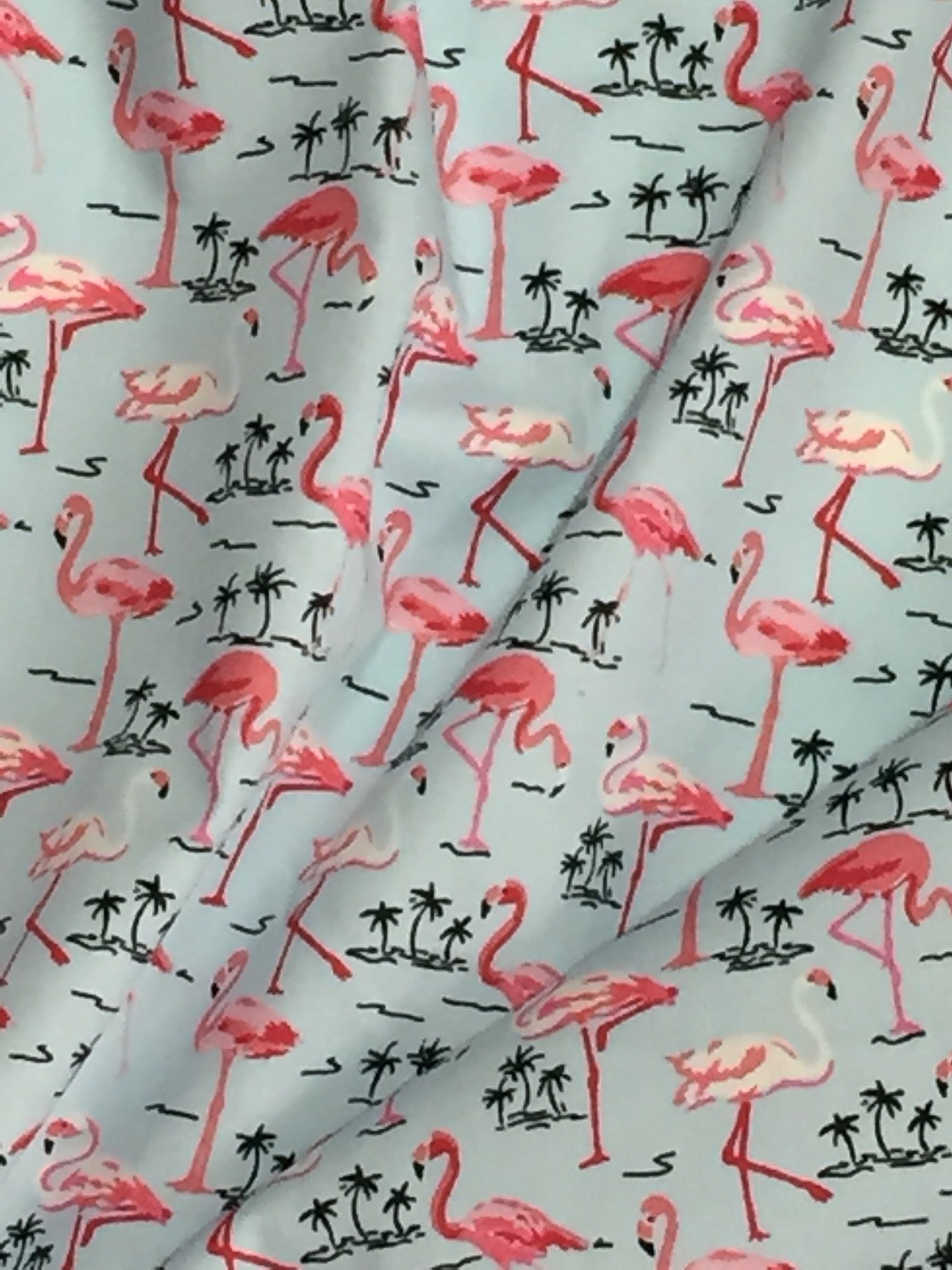 Flamingo Cotton Fabric Craft Material Blue Fabric 100% - Etsy