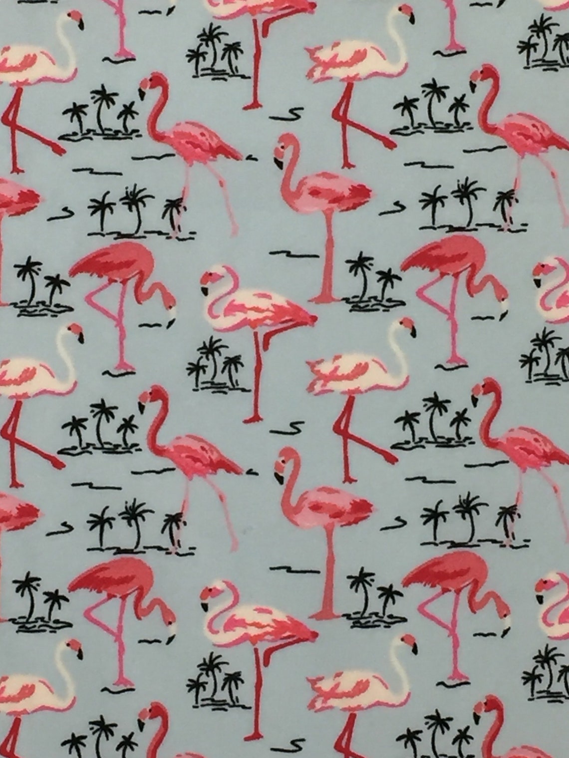 Flamingo Cotton Fabric - Craft Material - Blue Fabric - 100% Cotton ...