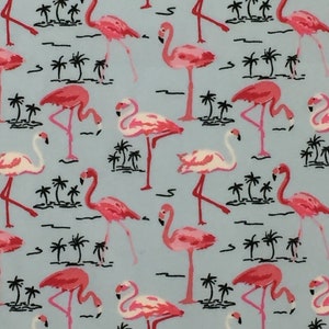Flamingo Cotton Fabric - Craft Material - Blue Fabric - 100% Cotton ...