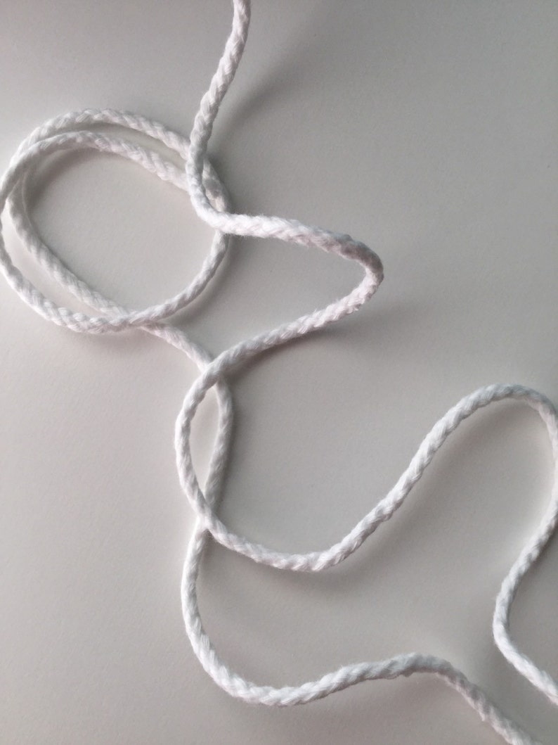 White Cotton Piping Cord 100% Cotton Qty. 5m Size 1 Diameter Approx. 3 ...