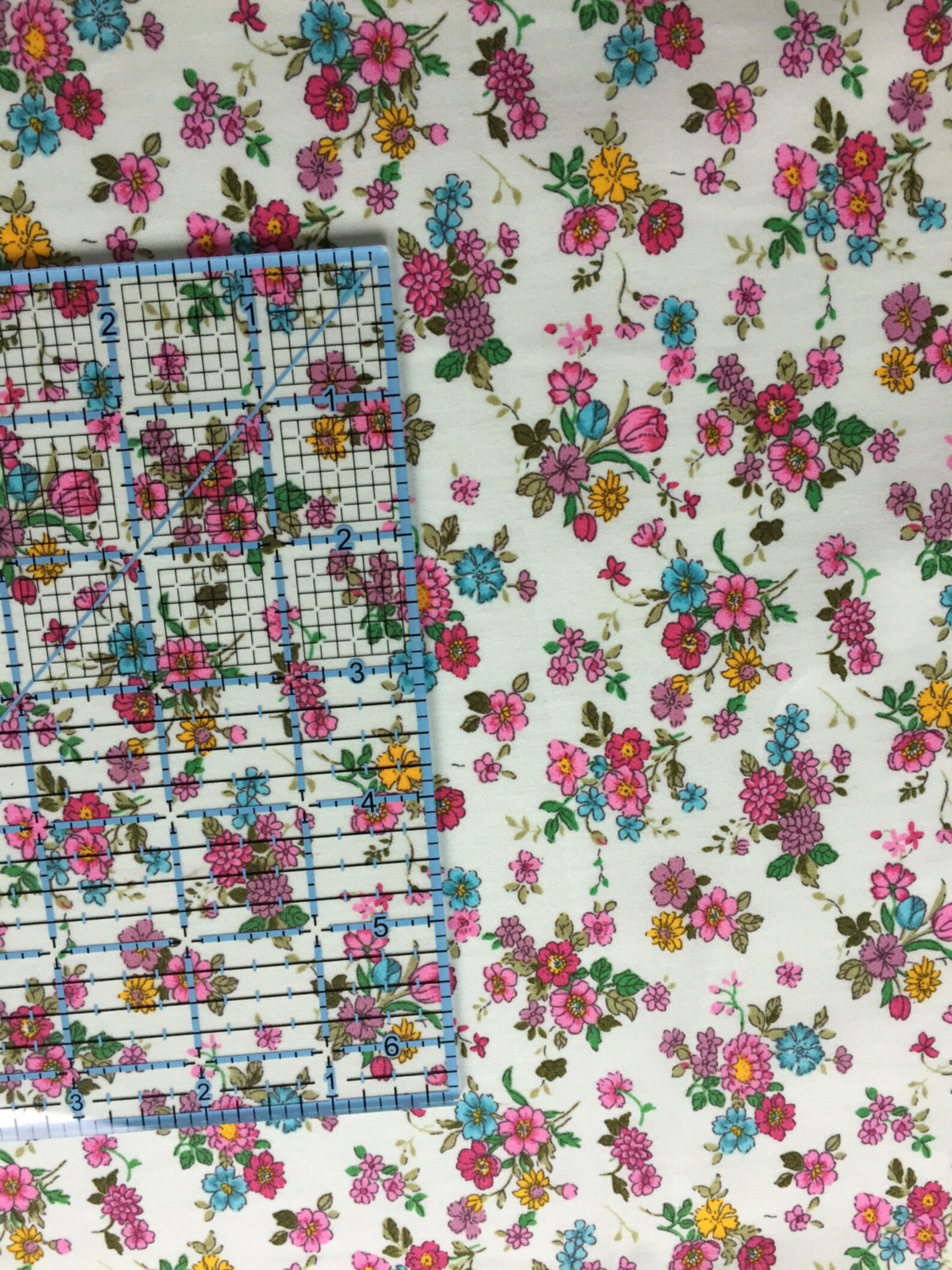Flower Cotton Fabric Itsy Ditsy Flower Material Mint | Etsy