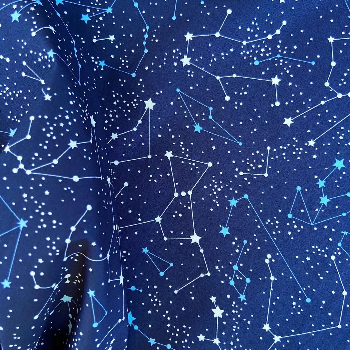 Night Sky Cotton Fabric Astrology Material Stars in the | Etsy