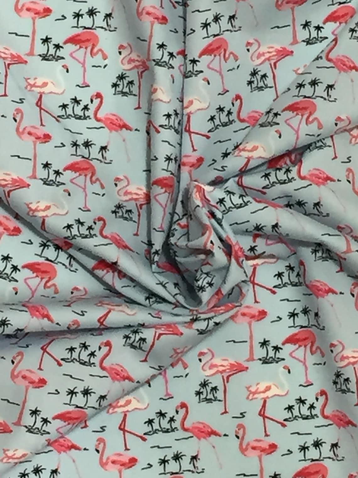 Flamingo Cotton Fabric - Craft Material - Blue Fabric - 100% Cotton ...