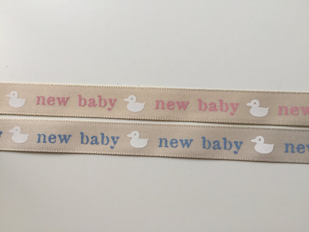 New Baby Ribbon - Natural Cotton Ribbon - Ribbon With White Duck Print ...