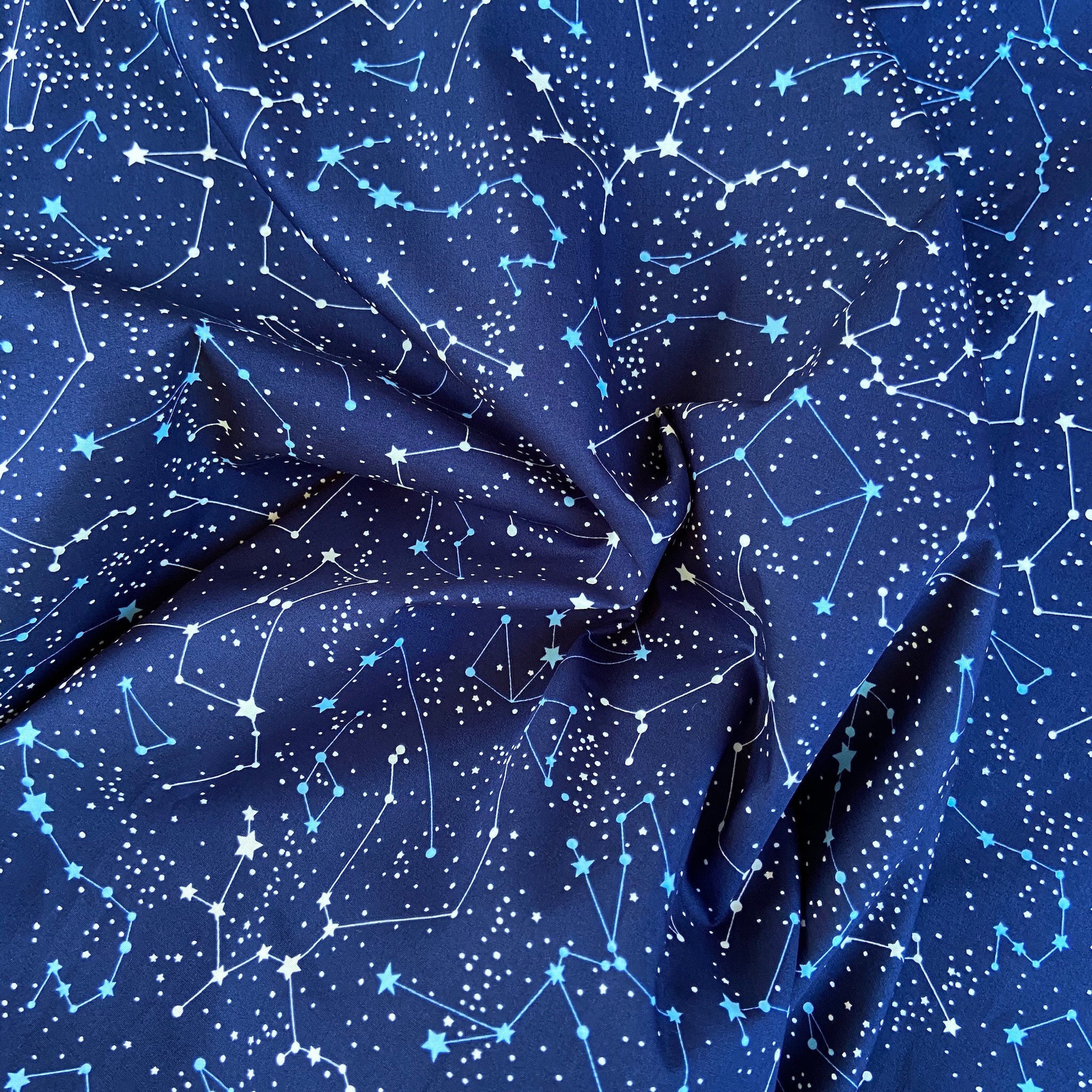 Night Sky Cotton Fabric Astrology Material Stars in the | Etsy