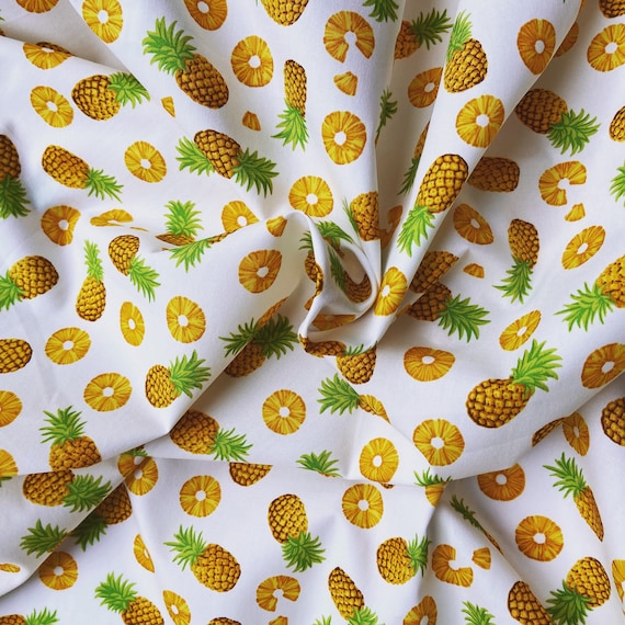 Pineapple Fabric 100% Cotton Material Fruit Fabric | Etsy