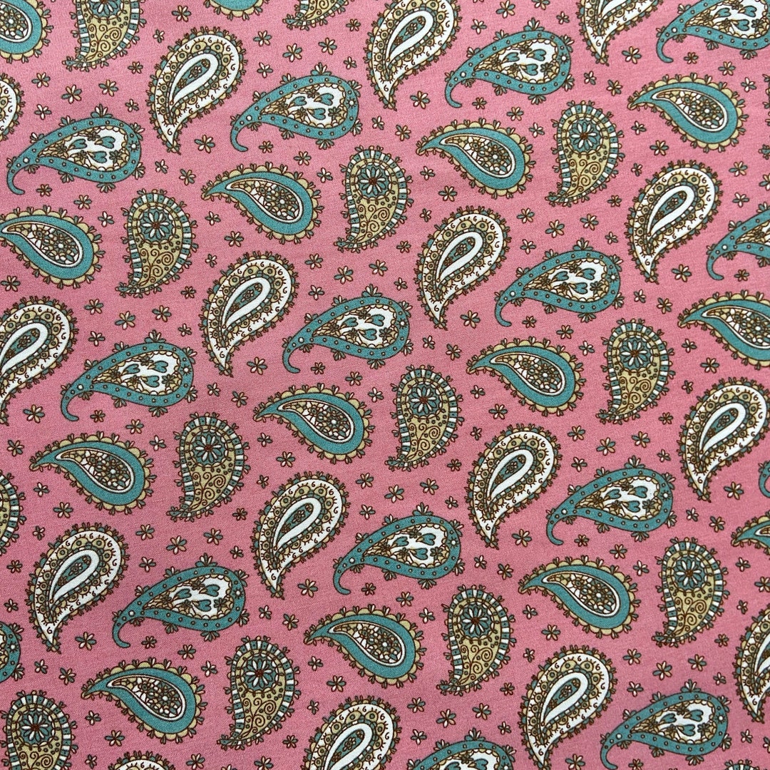 Pink Paisley Cotton Fabric - 100% Cotton Poplin - Craft Material ...