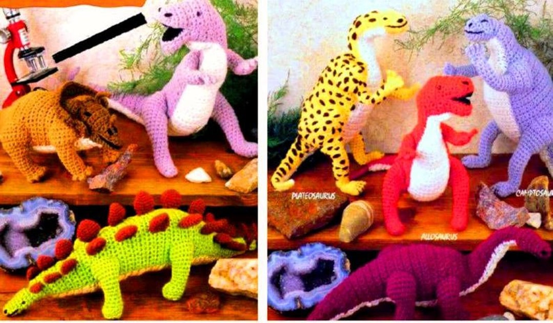 Vintage Crochet Pattern Pdf 7 Dinosaurs- Tyrannosaurus Rex- Plateosaurus - Torosaurus ...
