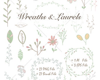 50 Hand Drawn Floral Frames Digital Clip Art Flower Frames Wedding ...