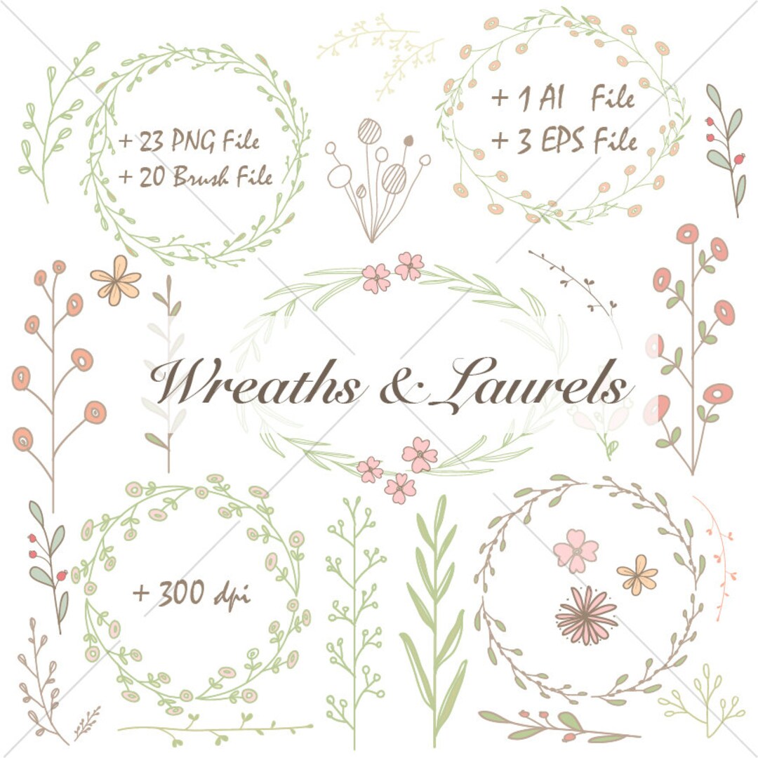 Hand Draw Flowers Clipart Digital Flowers Clip Art Vintage - Etsy