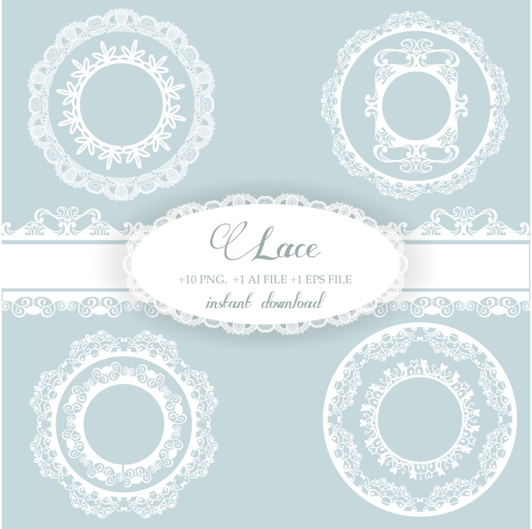 Digital Lace Clipart: Lace Clip Art, Lace Frame Clipart, Wedding ...